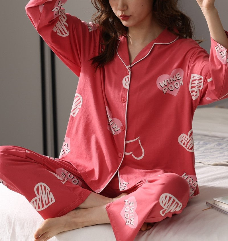 Long Sleeve Soft Heart Print Pajamas #79012 – Bradoria Lingerie